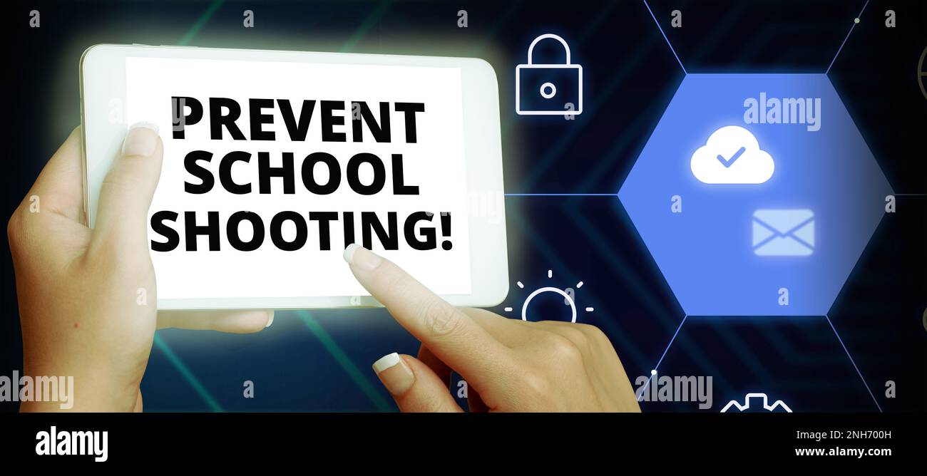 Handwriting text Prevent School Shooting. Word Written on actions ...