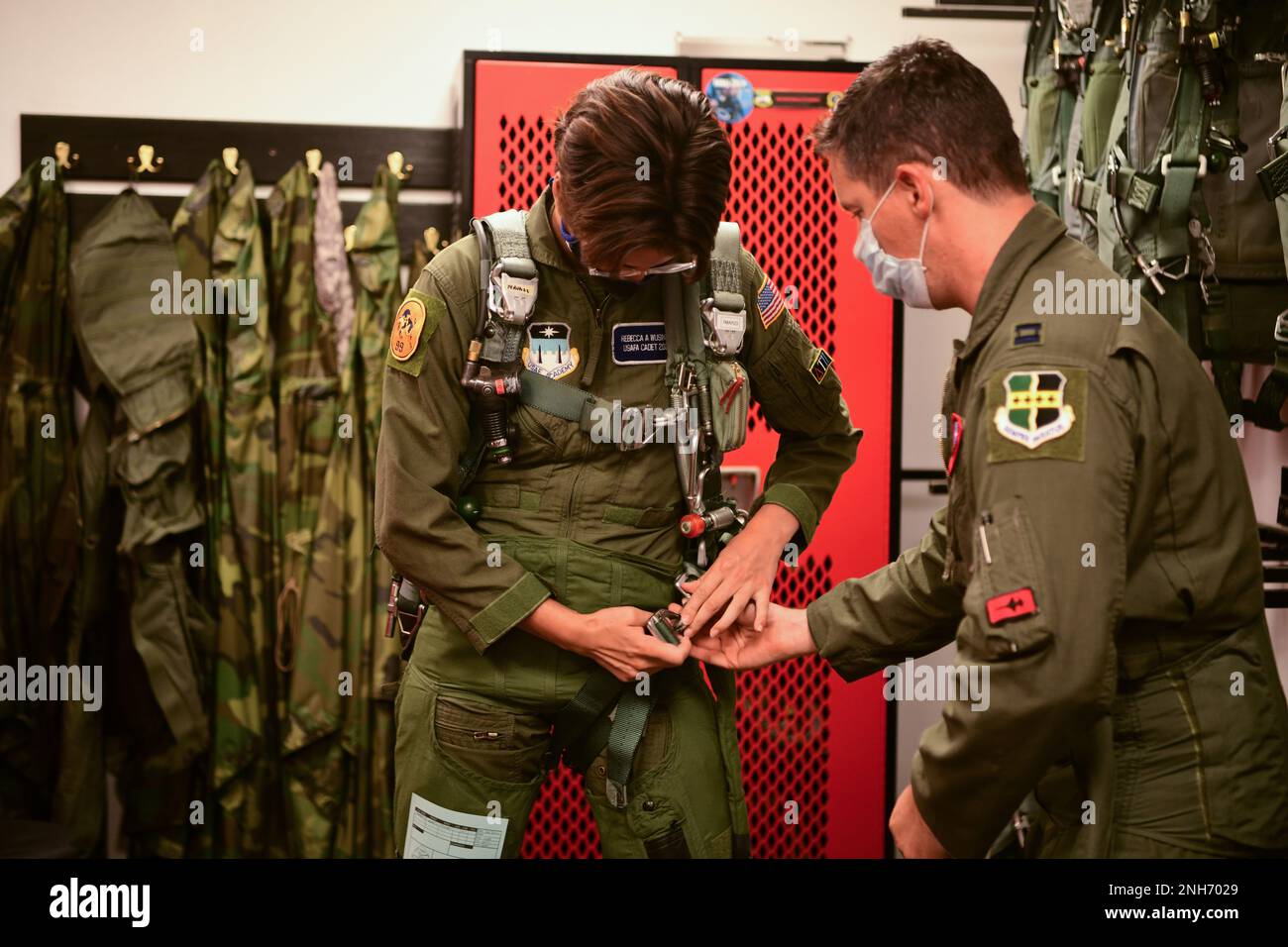 U.S. Air Force Cadet puts on a harness on Beale Air Force Base ...