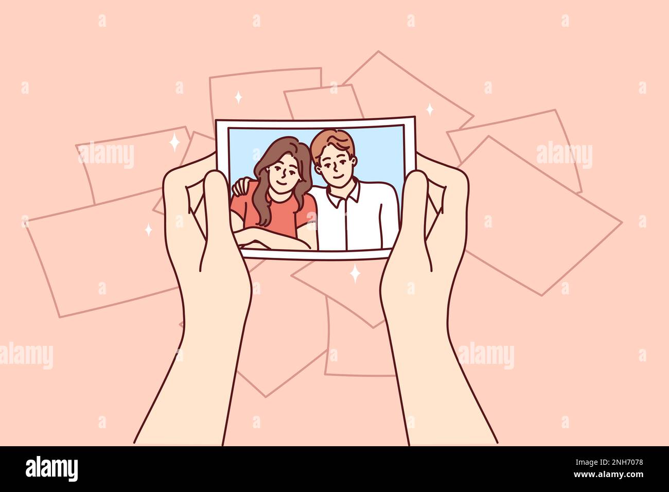 Photo with hugging couple man and woman in hands of girl experiencing ...