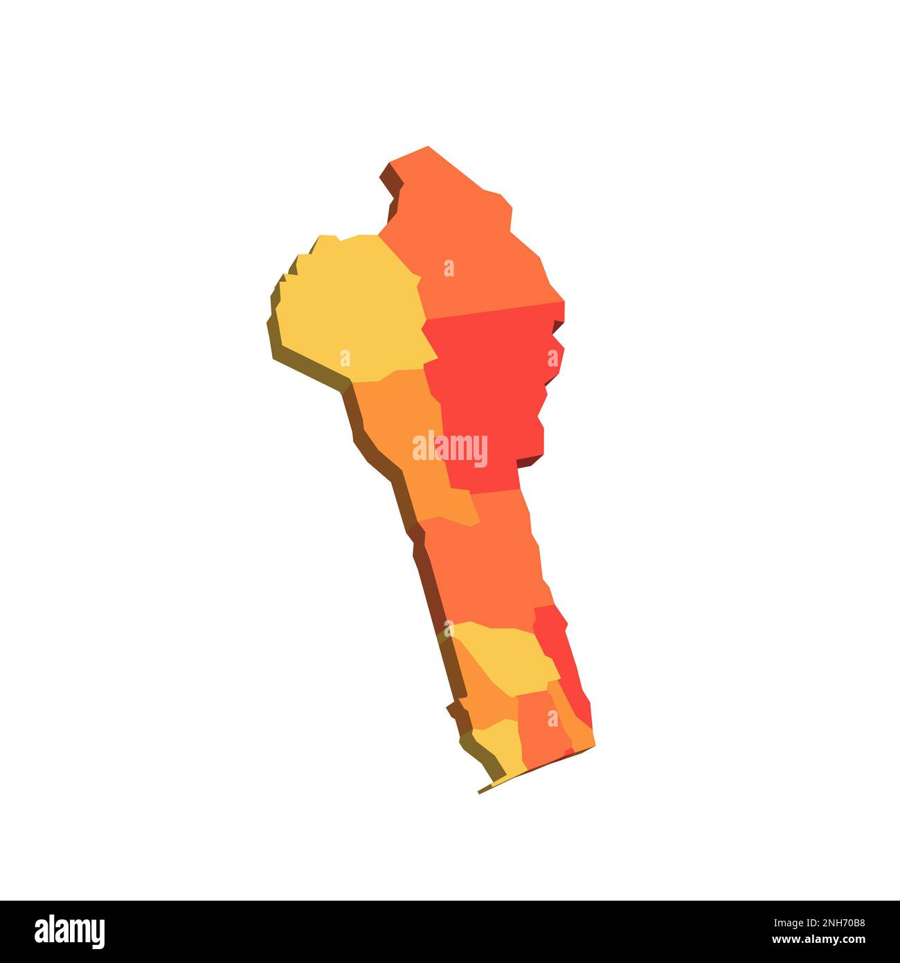 Benin political map of administrative divisions - departments. 3D map ...