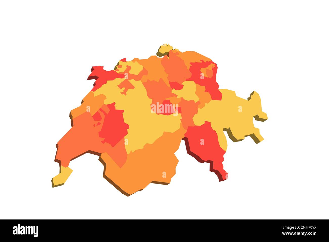 Switzerland political map of administrative divisions - cantons. 3D map ...