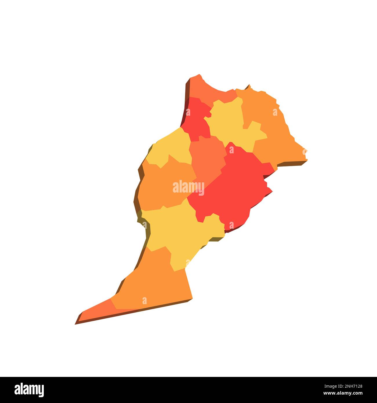 Morocco political map of administrative divisions - regions. 3D map in ...