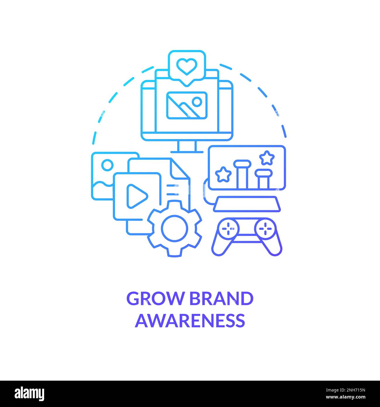 Grow brand awareness blue gradient concept icon Stock Vector Image ...