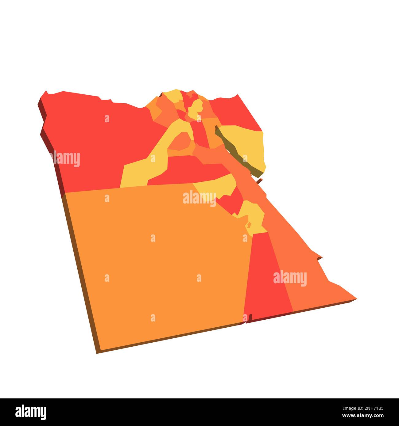 Egypt political map of administrative divisions - governorates. 3D map ...