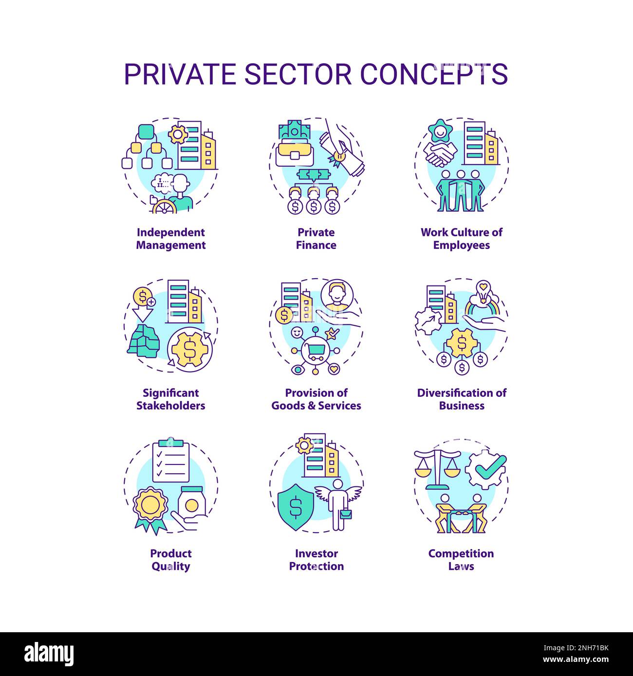 Private sector concept icons set Stock Vector Image & Art - Alamy