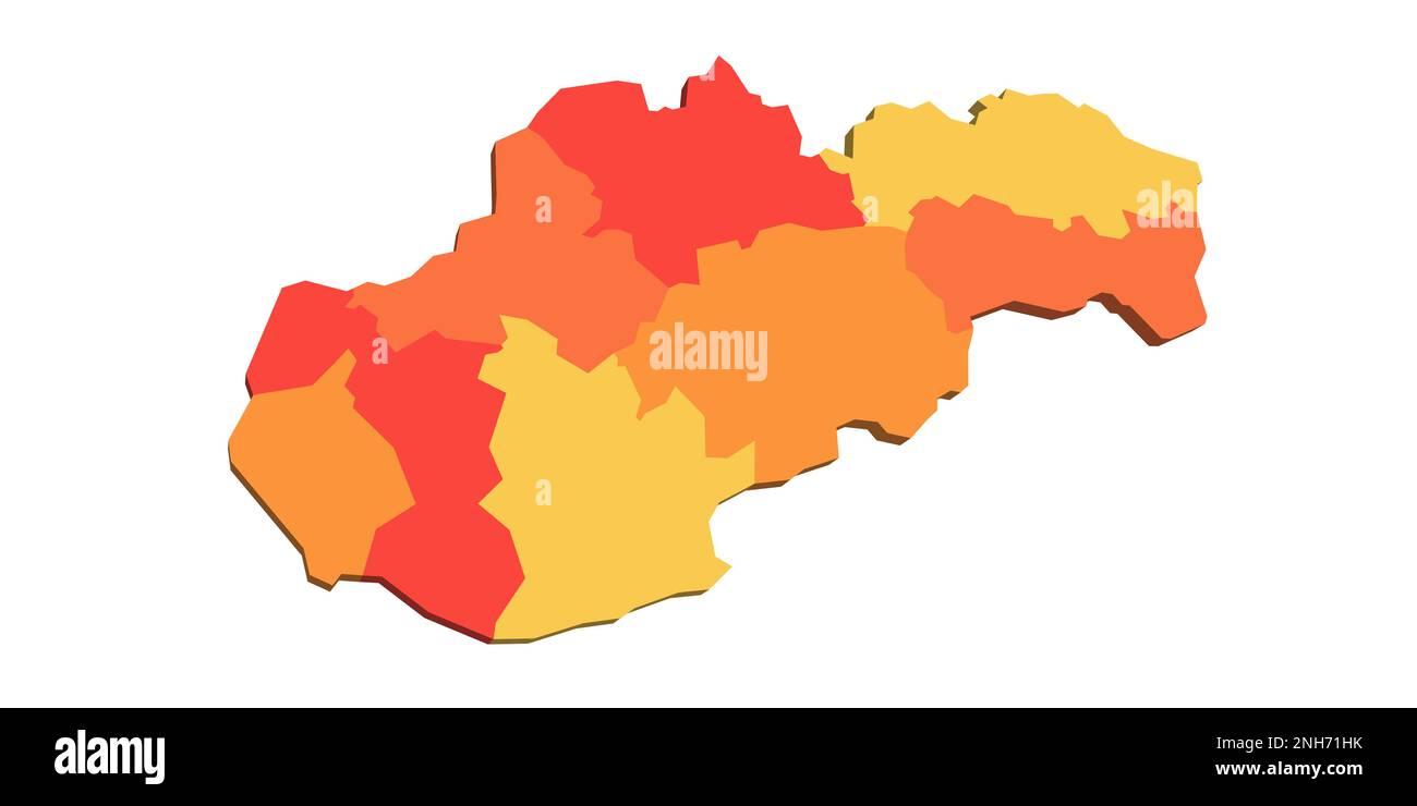 Slovakia political map of administrative divisions - regions. 3D map in ...