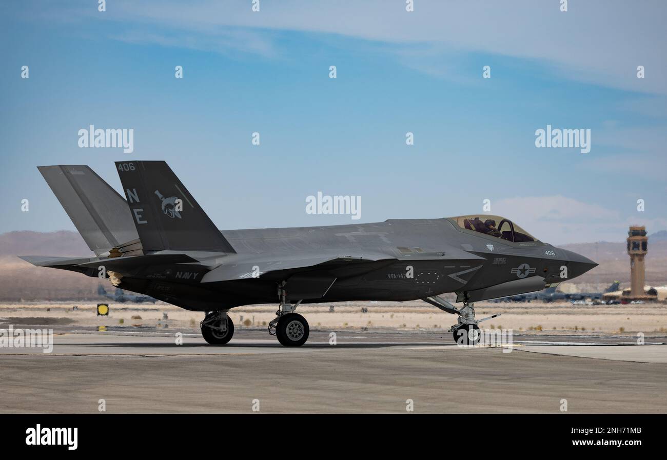 An F-35C Lightning II assigned to Strike Fighter Squadron (VFA) 147, Naval Air Station Lemoore ...