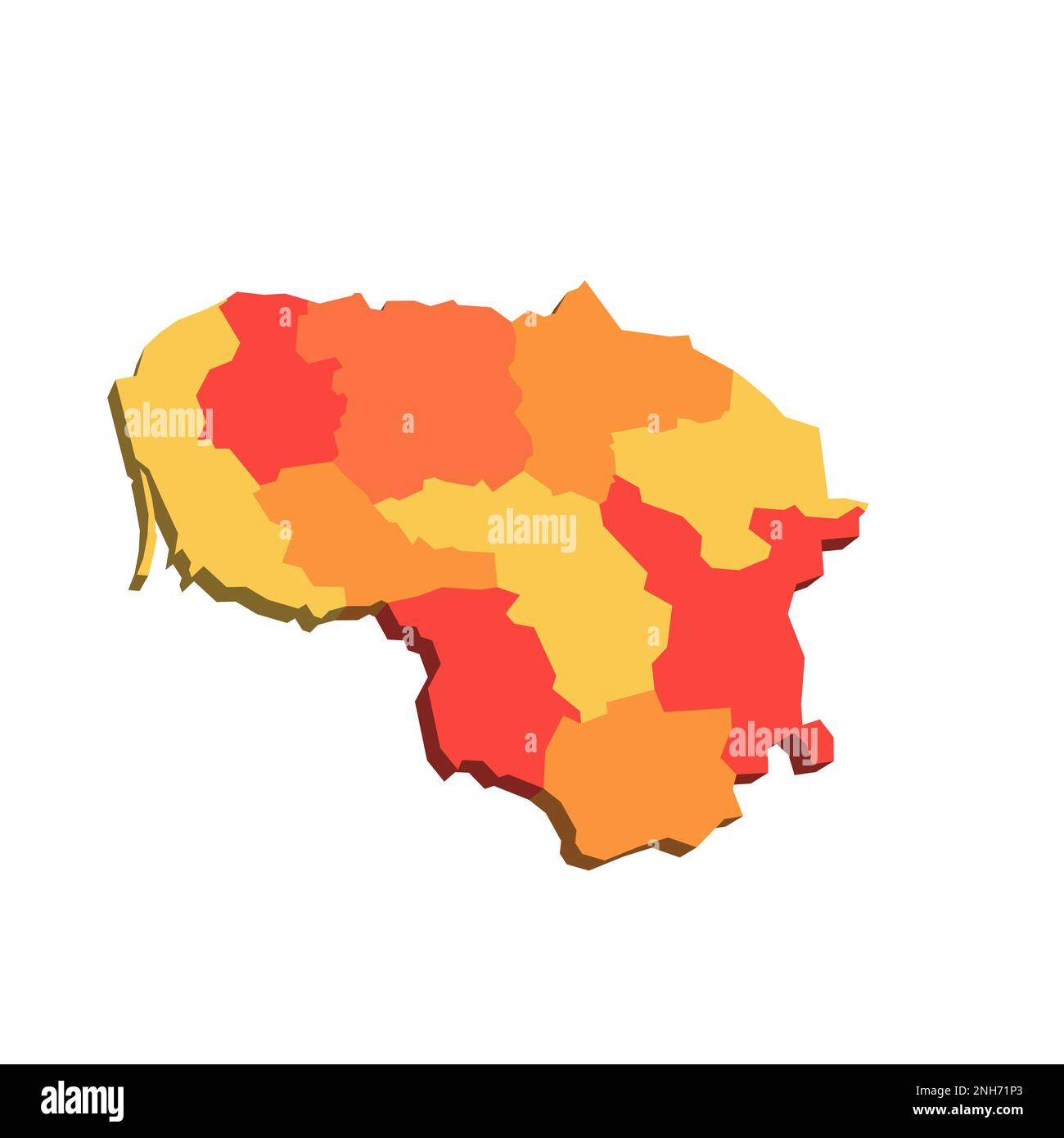 Lithuania political map of administrative divisions - counties. 3D map ...