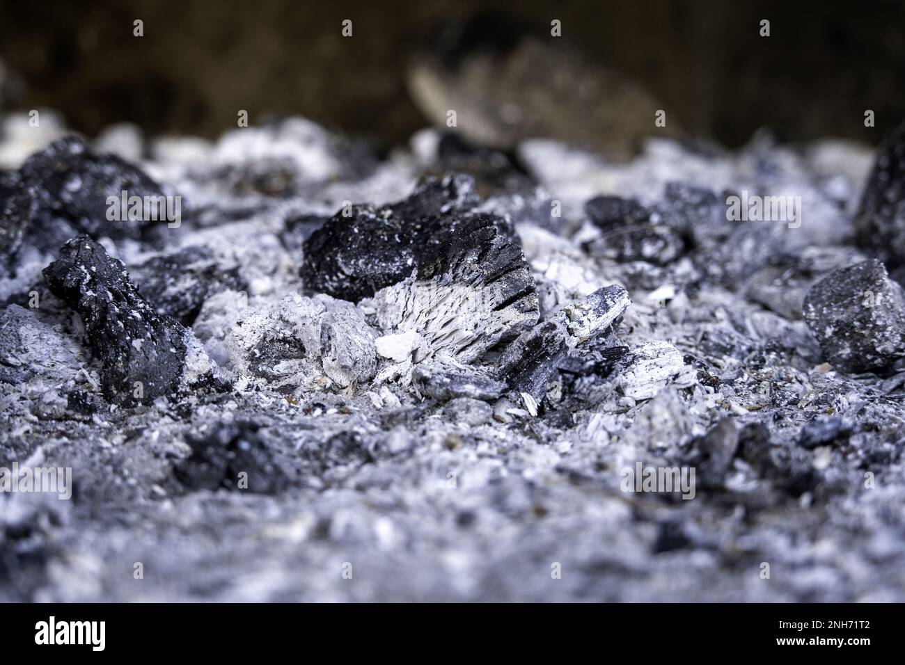 Detail of charcoal burned to grill food on a grill, party and ...