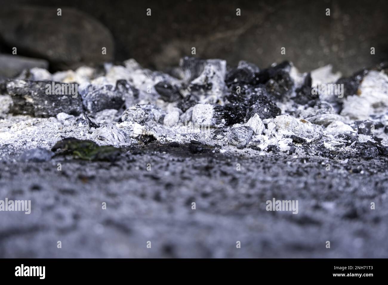 Detail of charcoal burned to grill food on a grill, party and ...