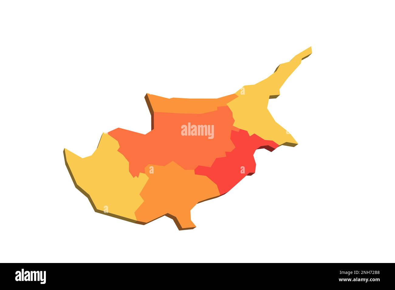 Cyprus political map of administrative divisions - districts. 3D map in ...