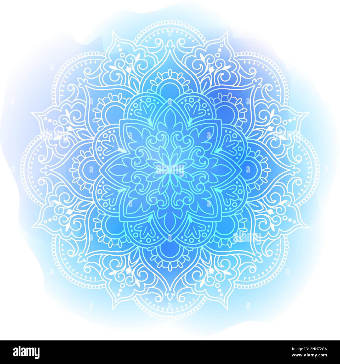Round gradient mandala on watercolor trace background. Vector boho ...