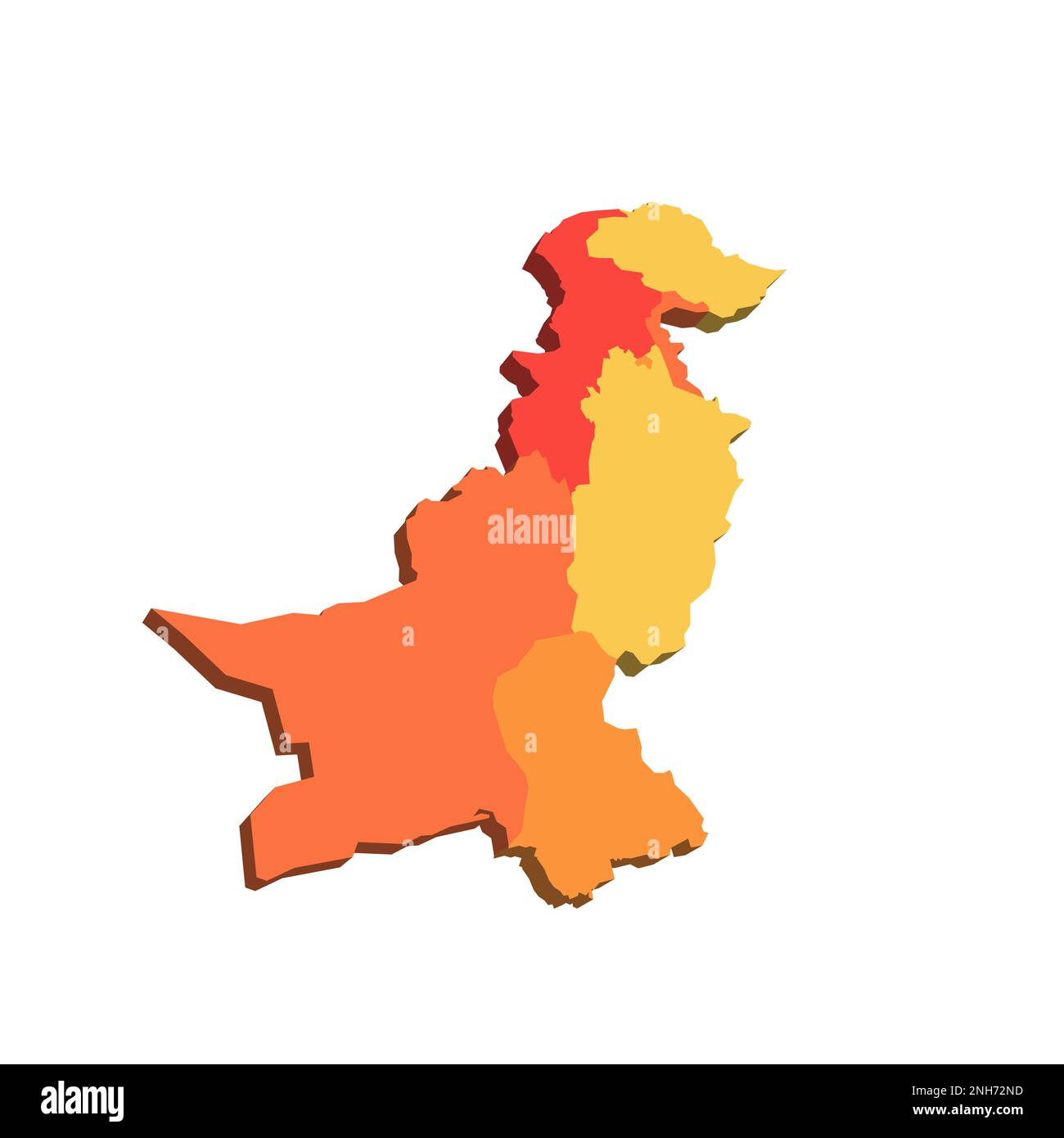 Pakistan political map of administrative divisions - provinces and autonomous territories. 3D ...