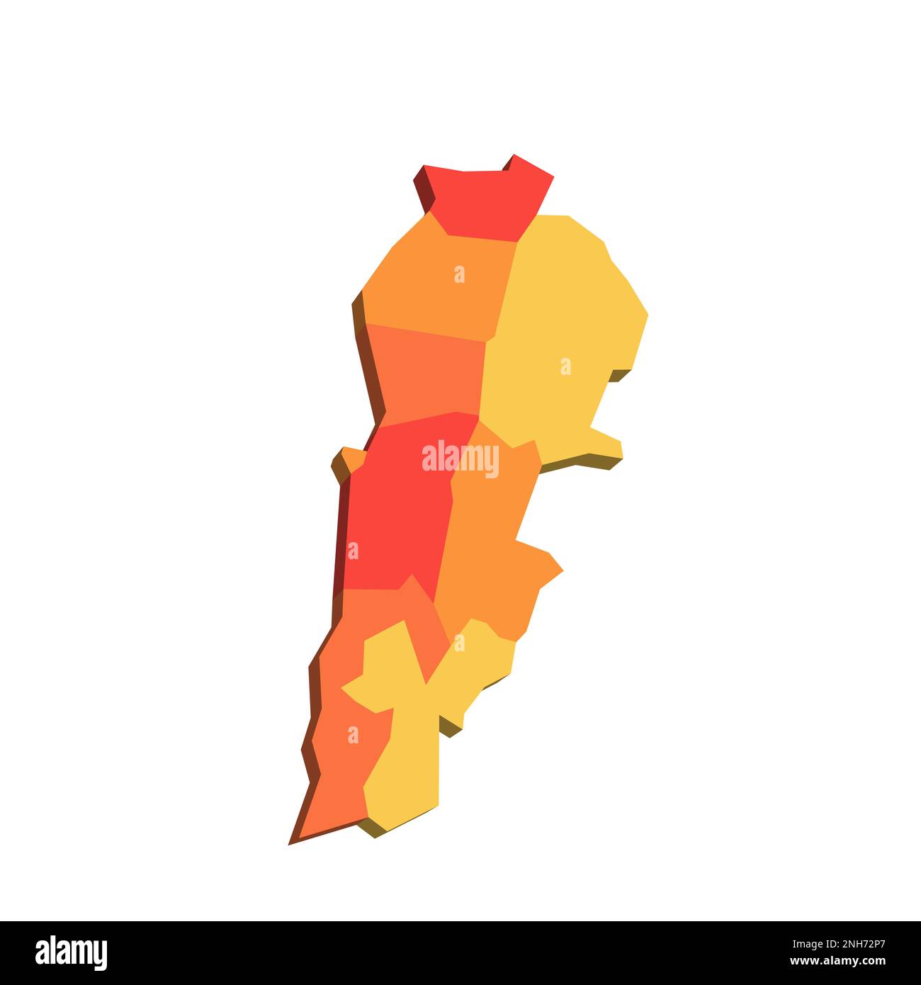 Lebanon political map of administrative divisions - governorates. 3D ...