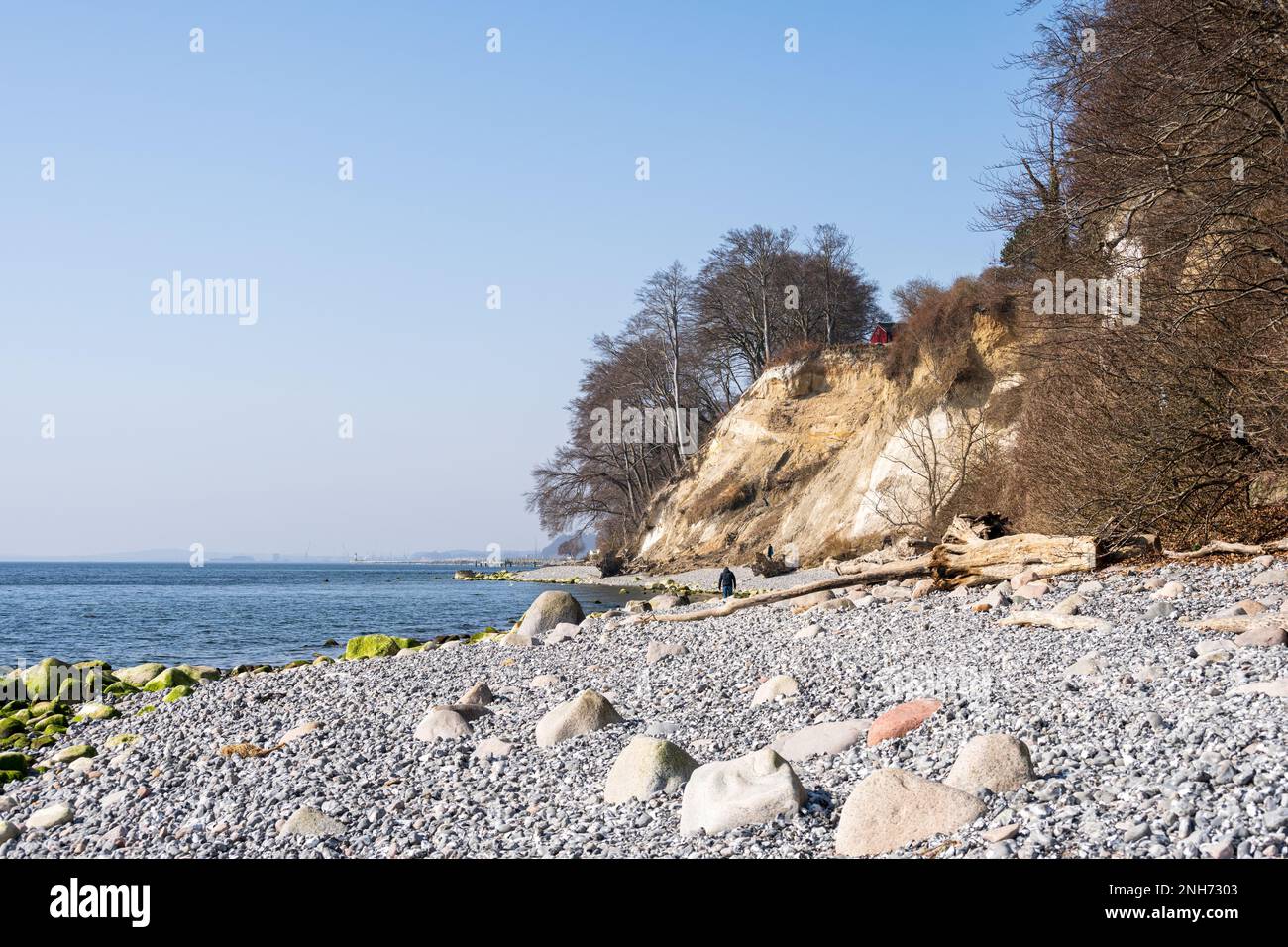 Ostseeinsel Rügen Sassnitz steinige Felsküste mit Kreidefelsen auf dem ...