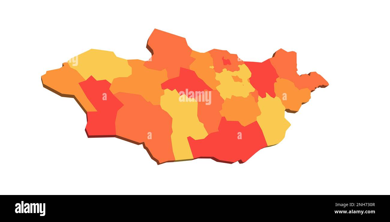 Mongolia political map of administrative divisions - provinces and khot ...