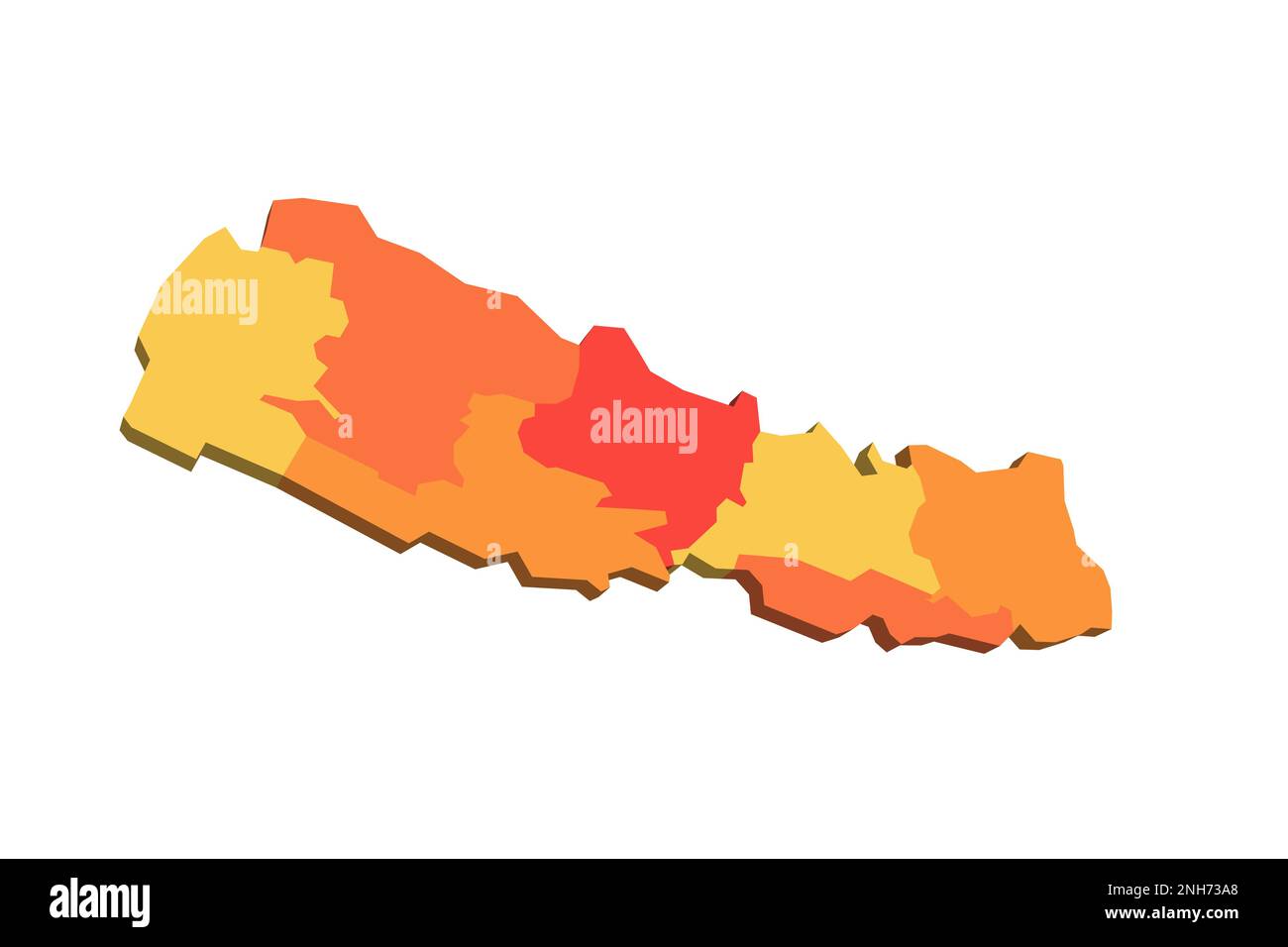 Nepal political map of administrative divisions - provinces. 3D map in ...