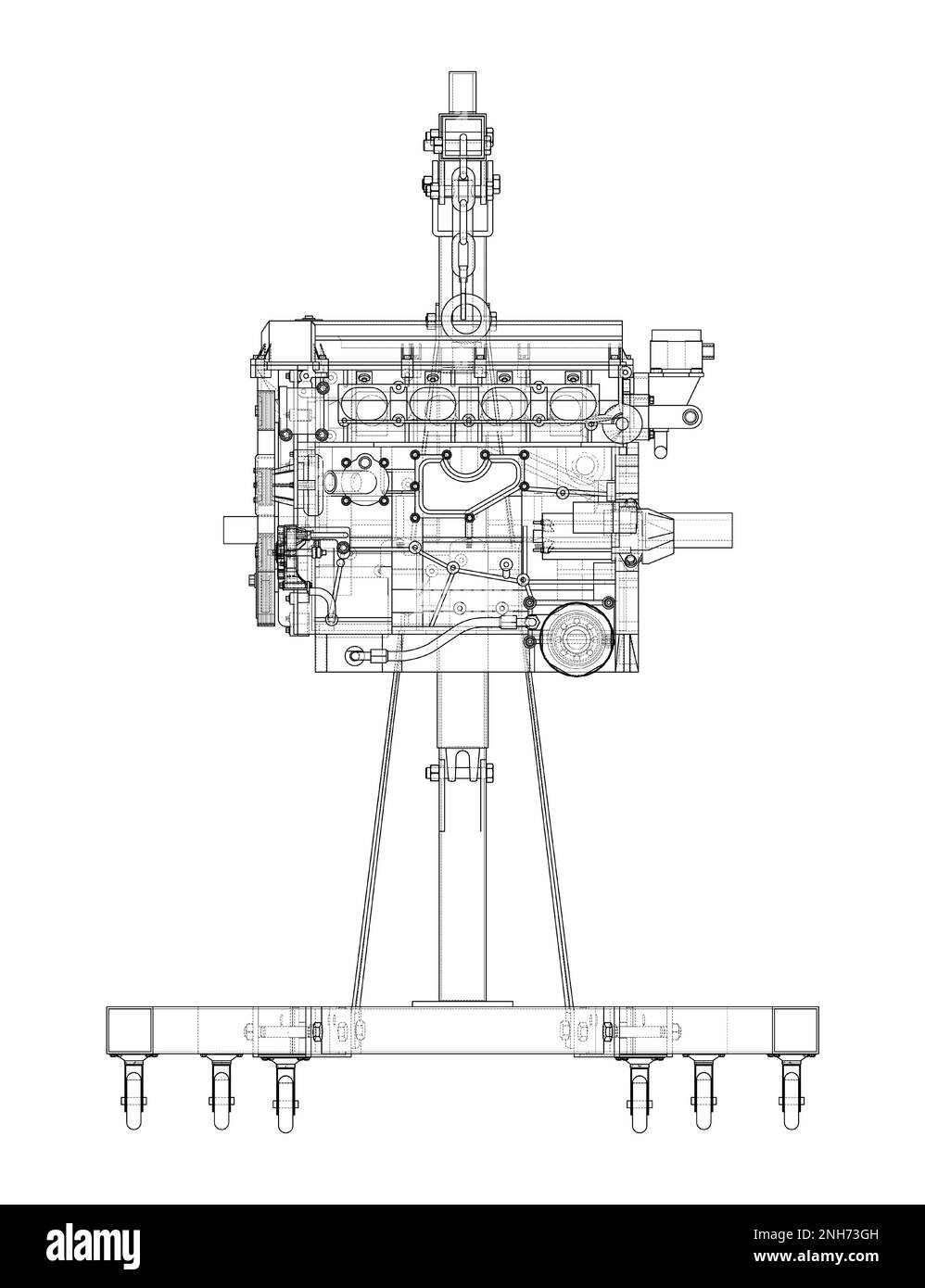 Engine hoist with engine Stock Photo - Alamy