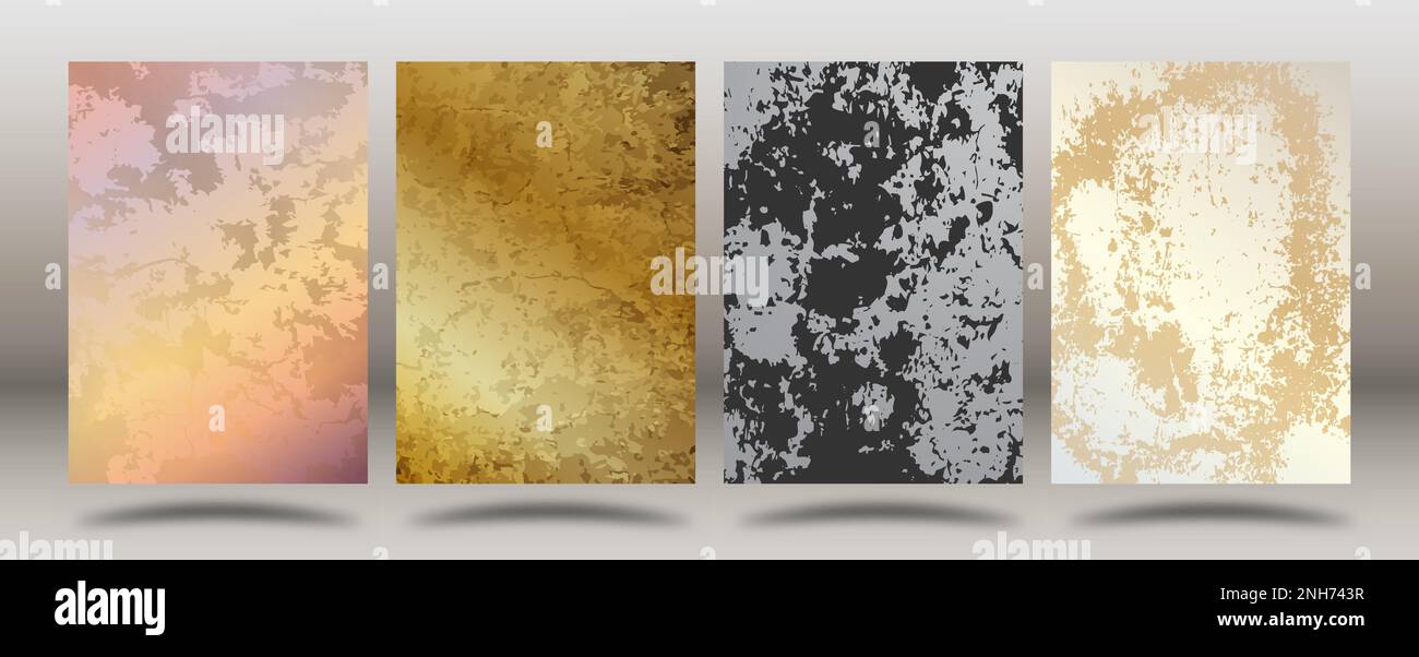 A set of vintage grunge backgrounds. The texture of plaster, cement ...