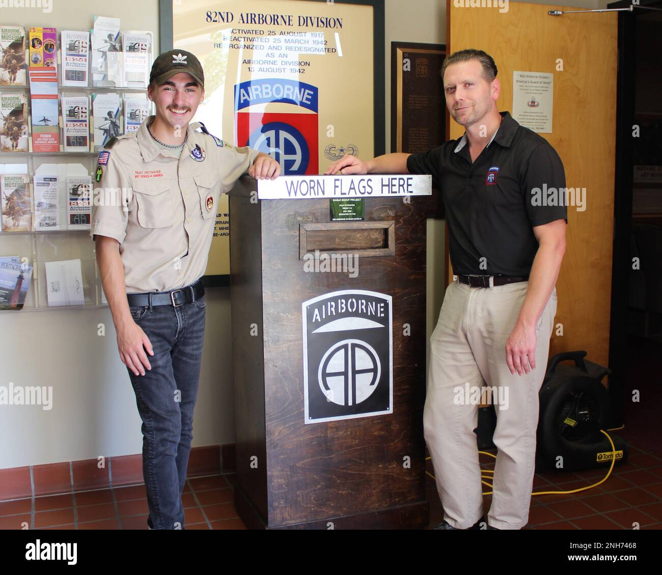Riley Fitzwater, a scout in Troop 713, delivered a wooden receptacle ...