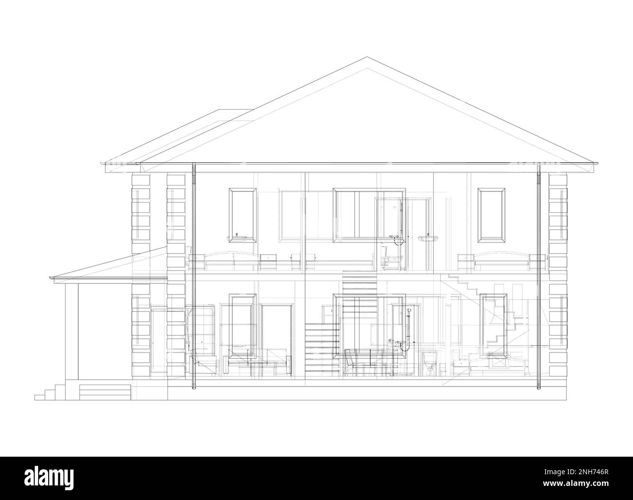 Residential building technical drawing Stock Photo - Alamy