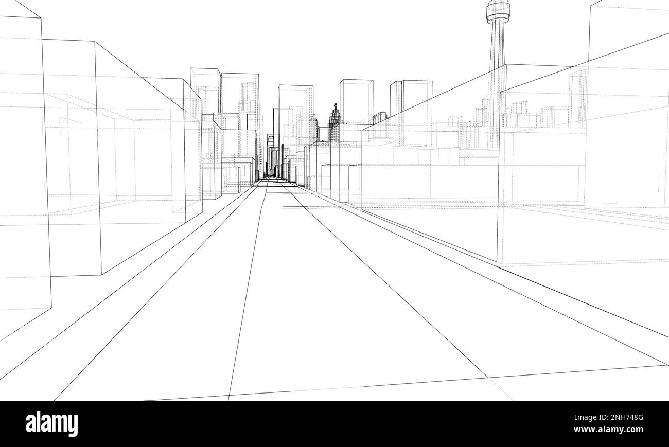 3d urban landscape. Buildings and roads Stock Photo - Alamy