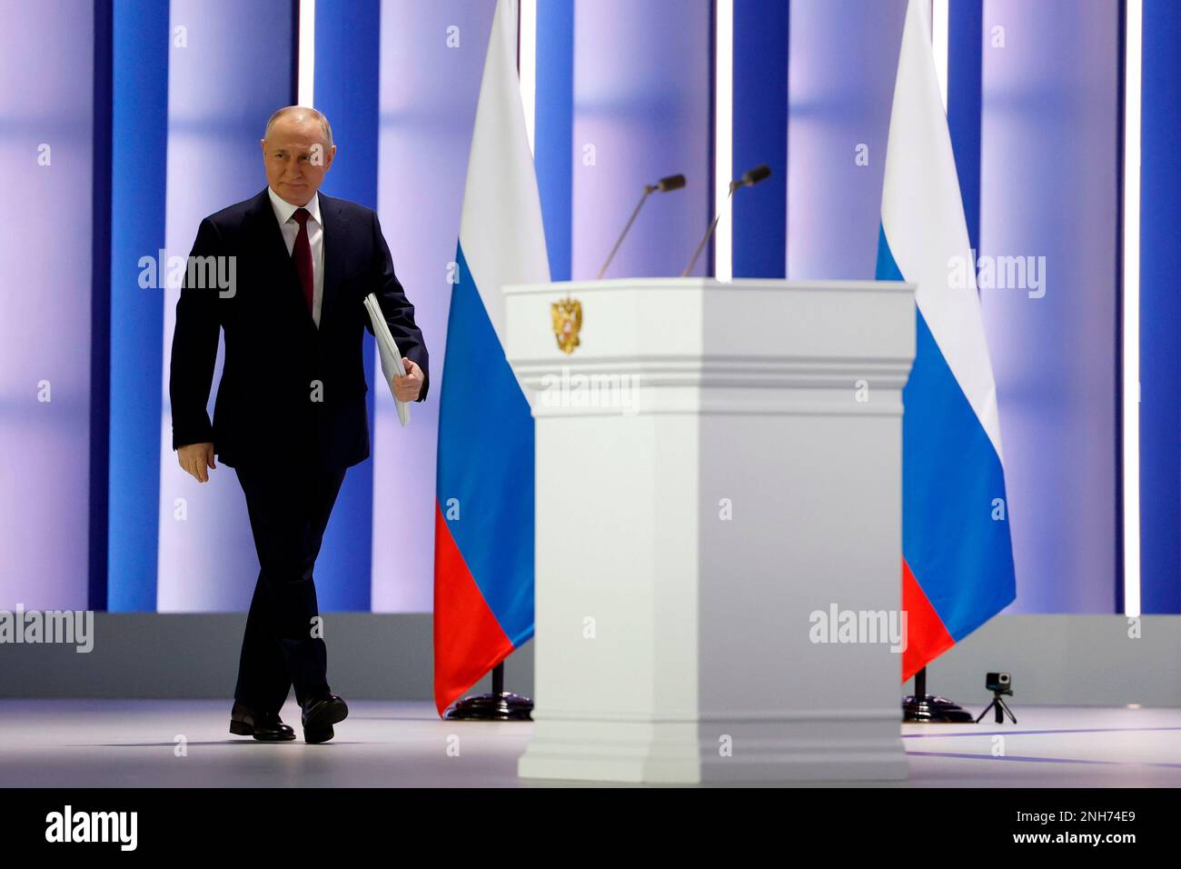 Russian President Vladimir Putin arrives to give his annual state of ...