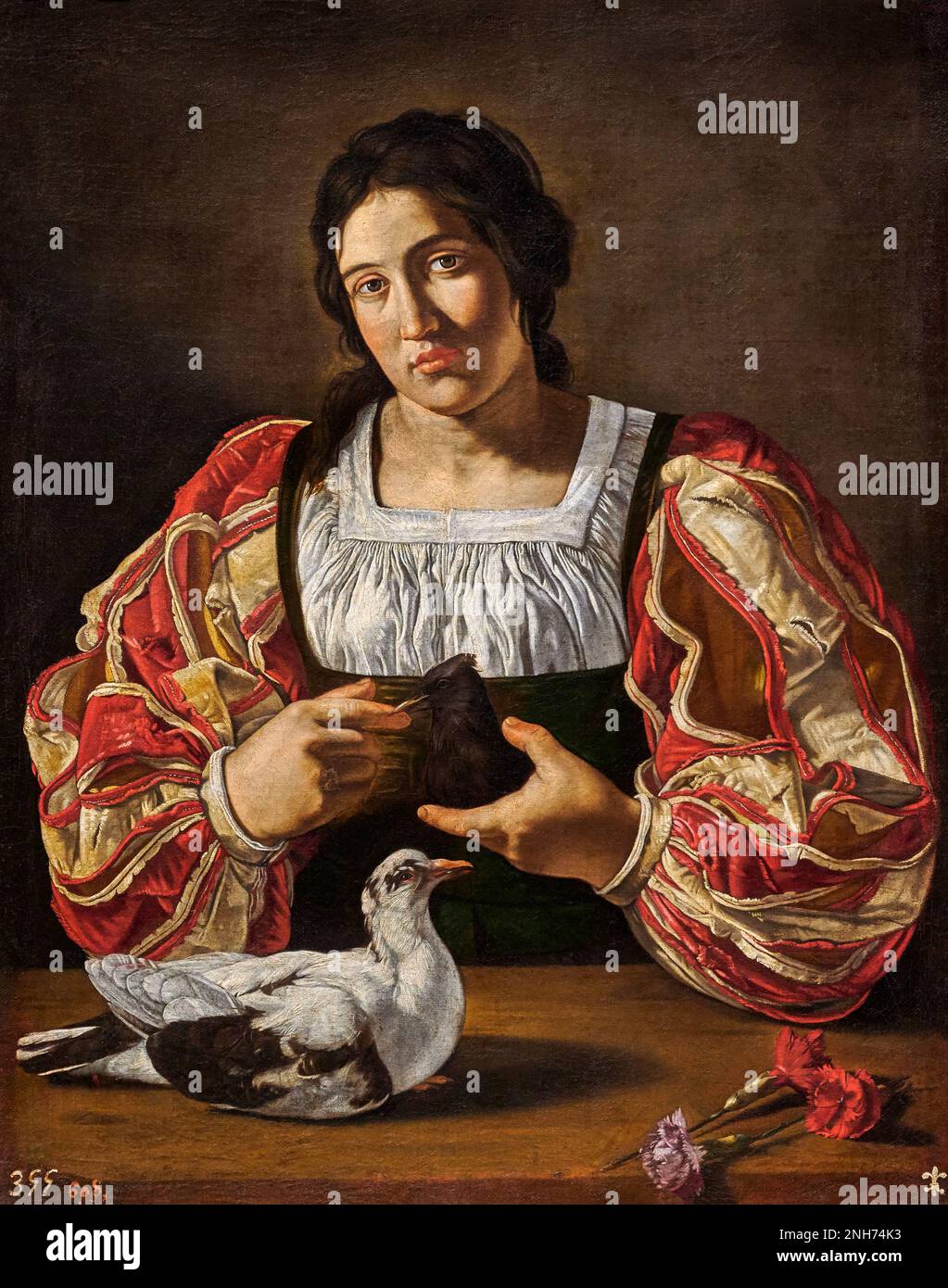 Ragazza con colombe - olio su tela - Francesco Boneri detto Cecco del ...