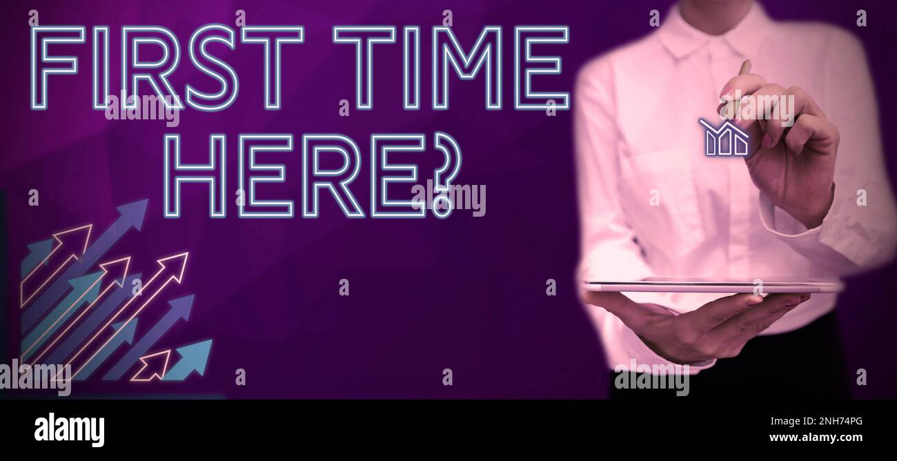 Inspiration showing sign First Time Here. Business overview Never been ...