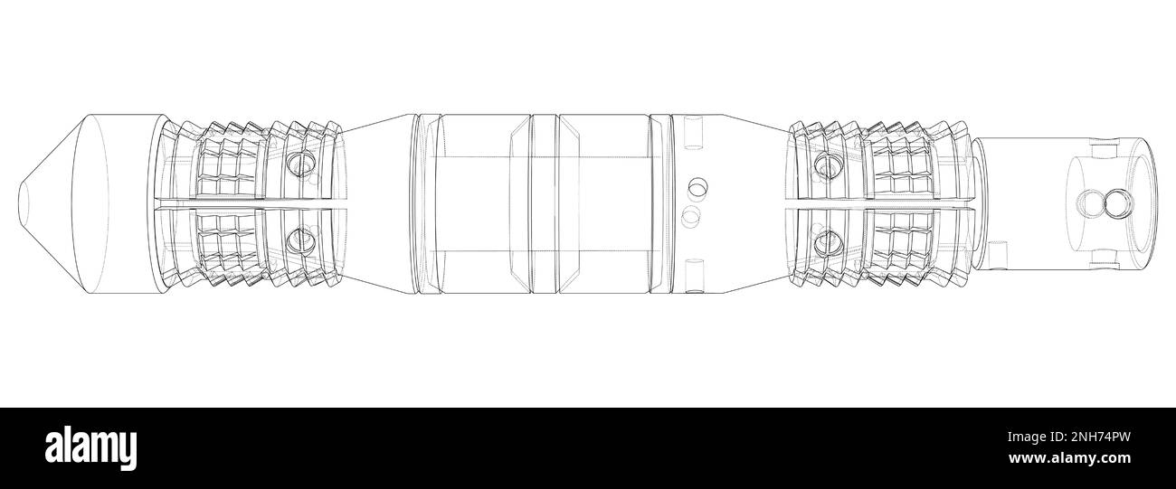 Outline drawing or sketch of cylindrical device Stock Photo - Alamy