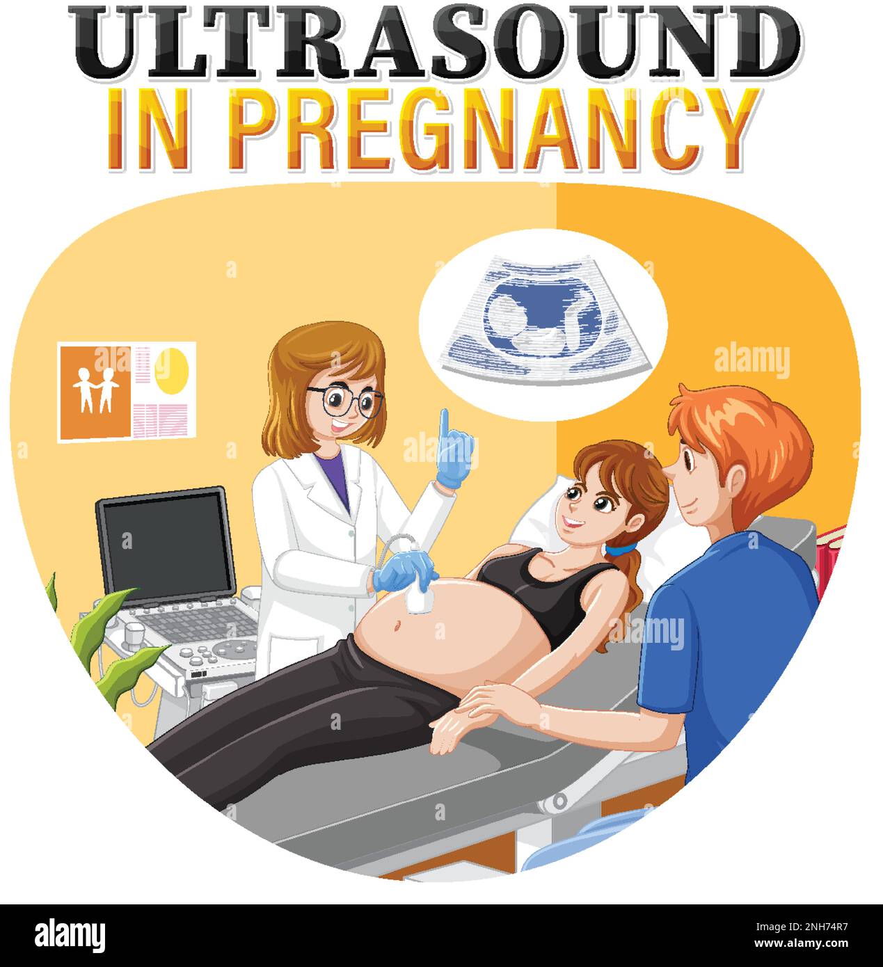 Ultrasound in pregnancy for banner or poster design illustration Stock ...
