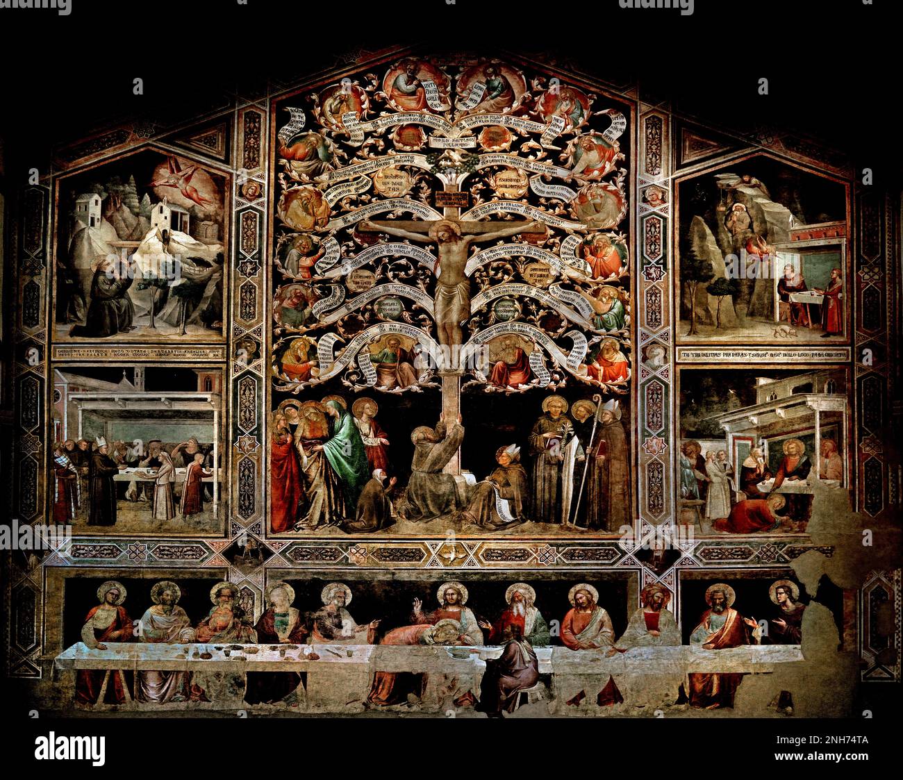 Last Supper, Tree of Life , Four Miracle Scenes, 1360, Fresco, 1120 x ...
