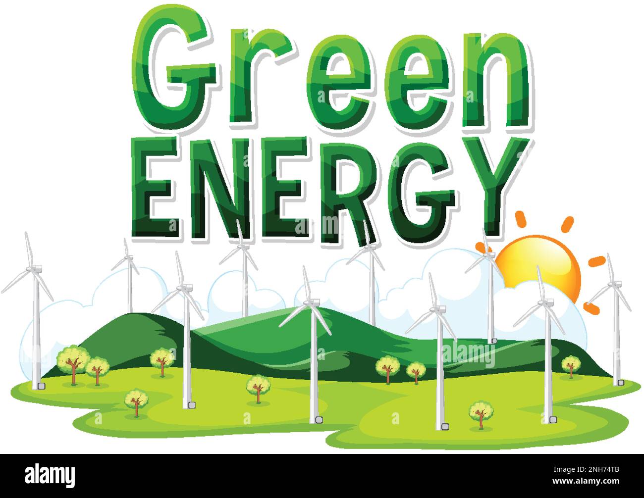 Green energy text banner design illustration Stock Vector Image & Art ...
