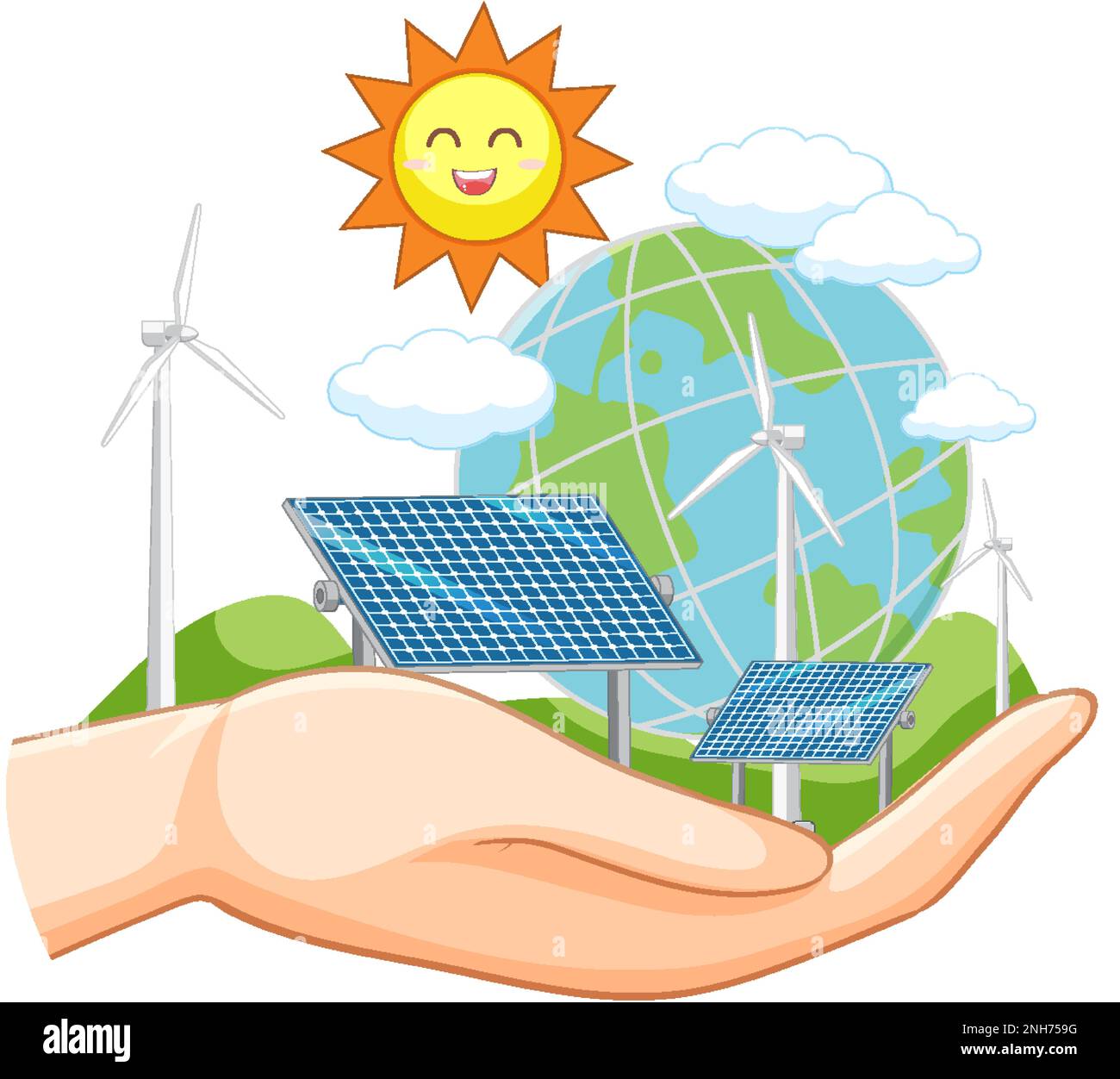 Green energy from natural resources vector concept illustration Stock ...