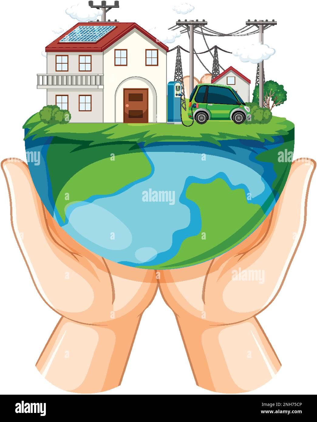 Green energy generated from natural resources vector concept ...