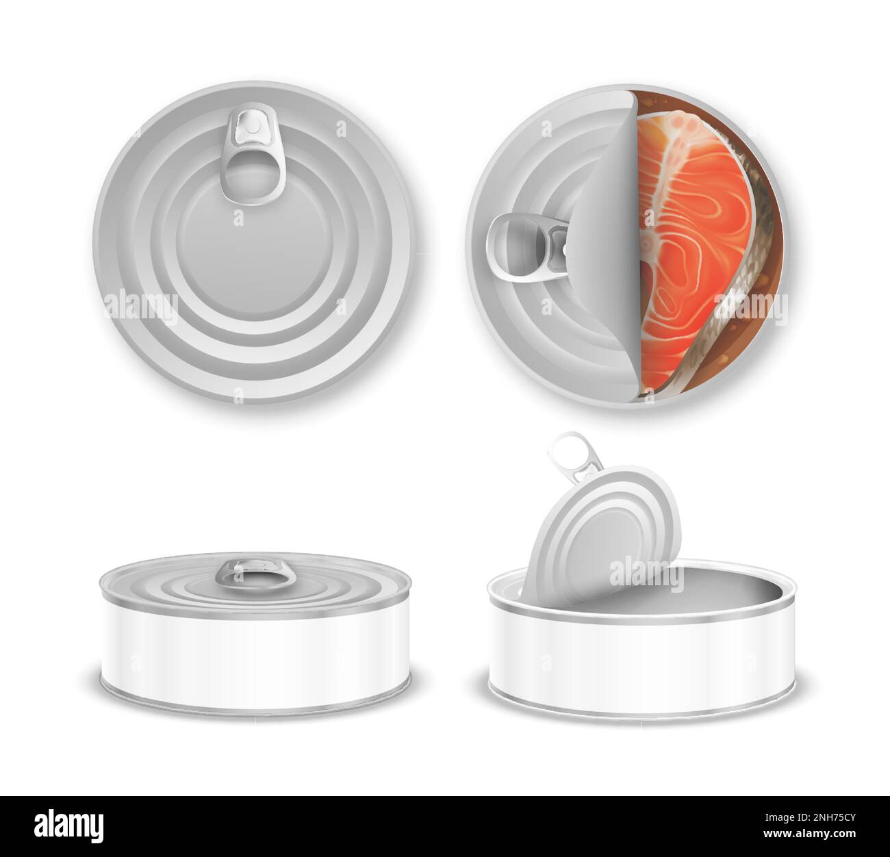 Realistic blank aluminium tin cans set with top and side view ...