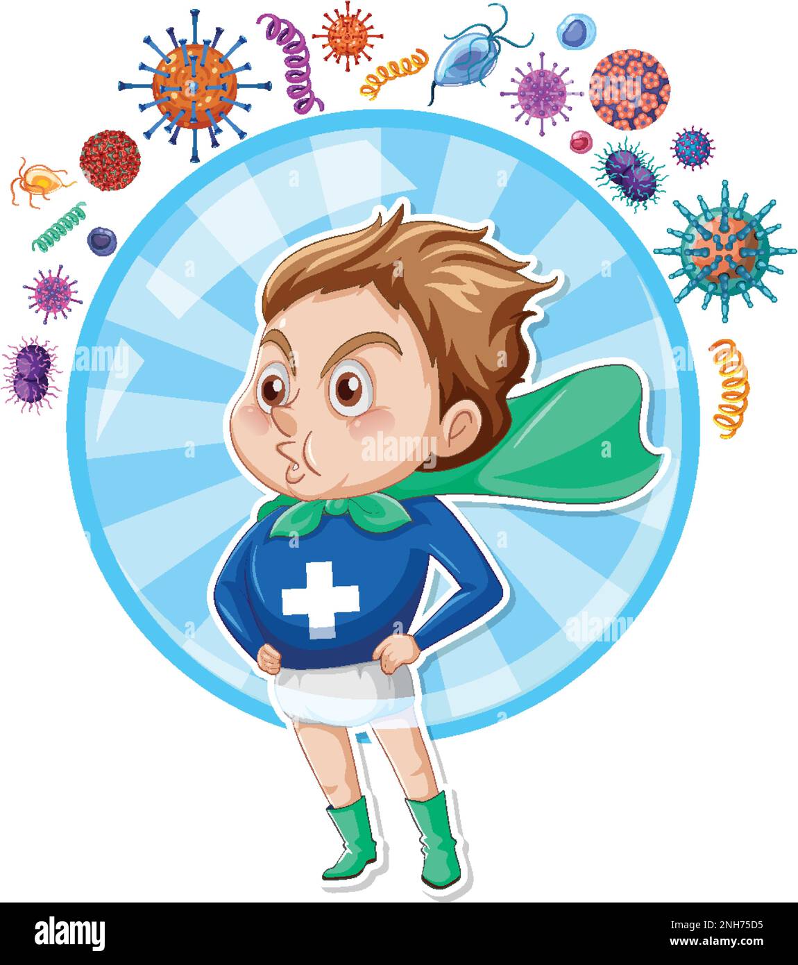 Hero boy with germ attack text illustration Stock Vector Image & Art ...