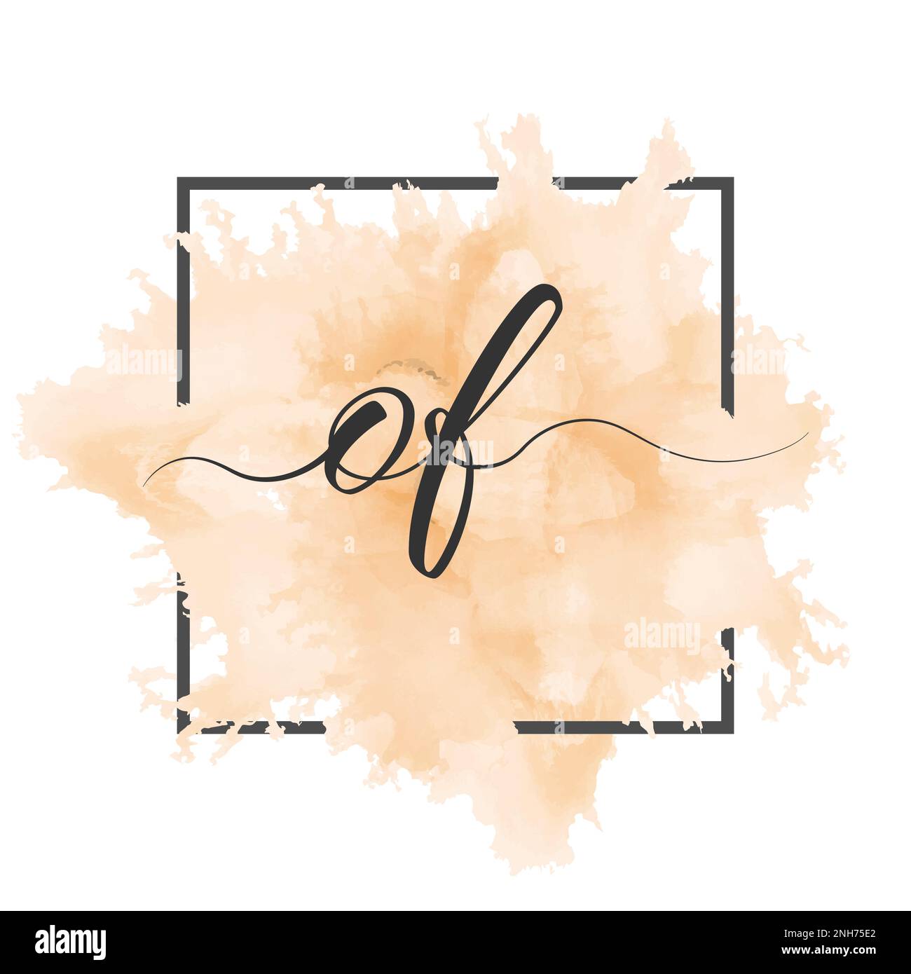 Calligraphic lowercase letters O and F are written in a solid line on a ...