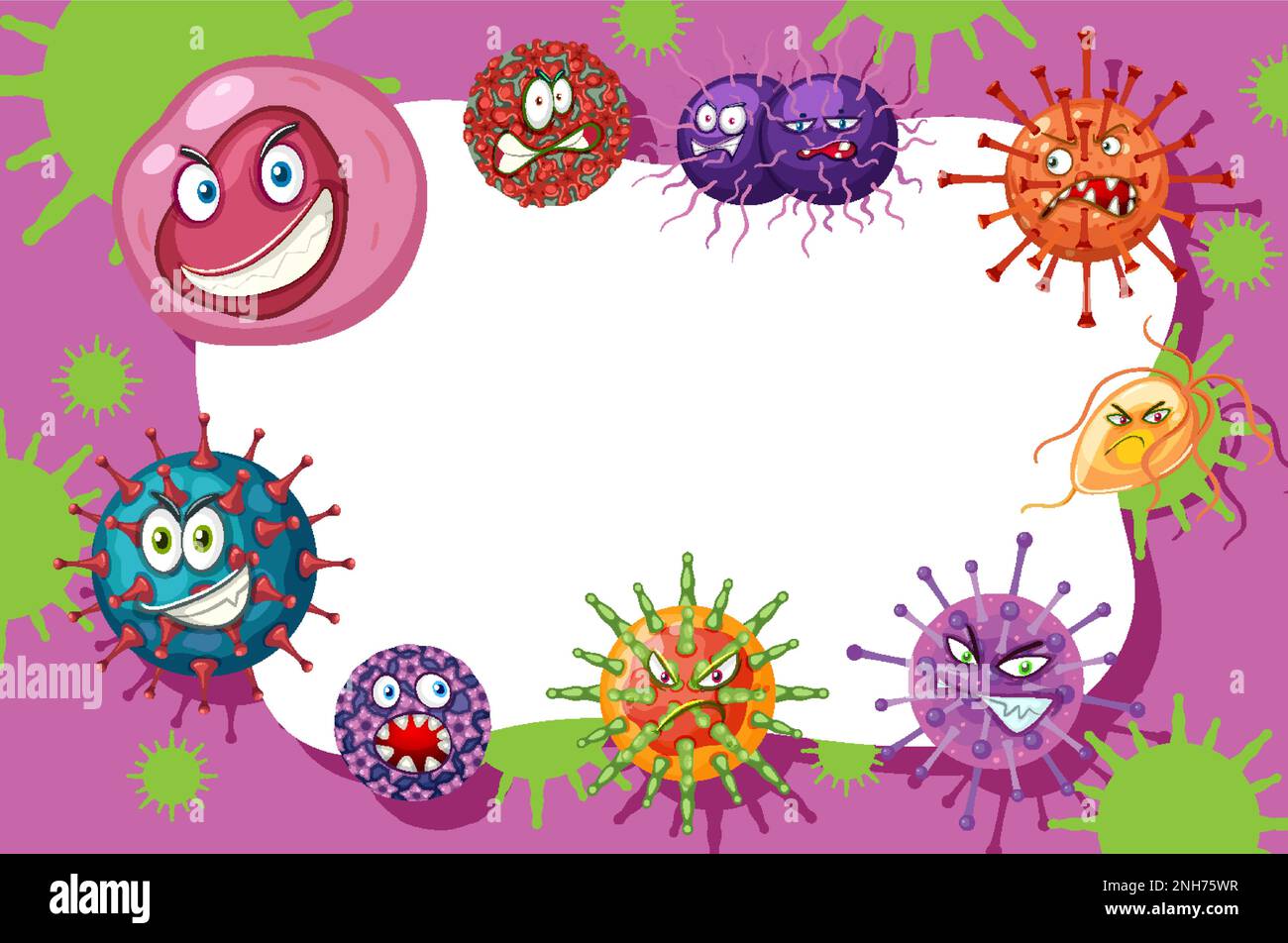 Germ bacteria and virus background frame template illustration Stock ...
