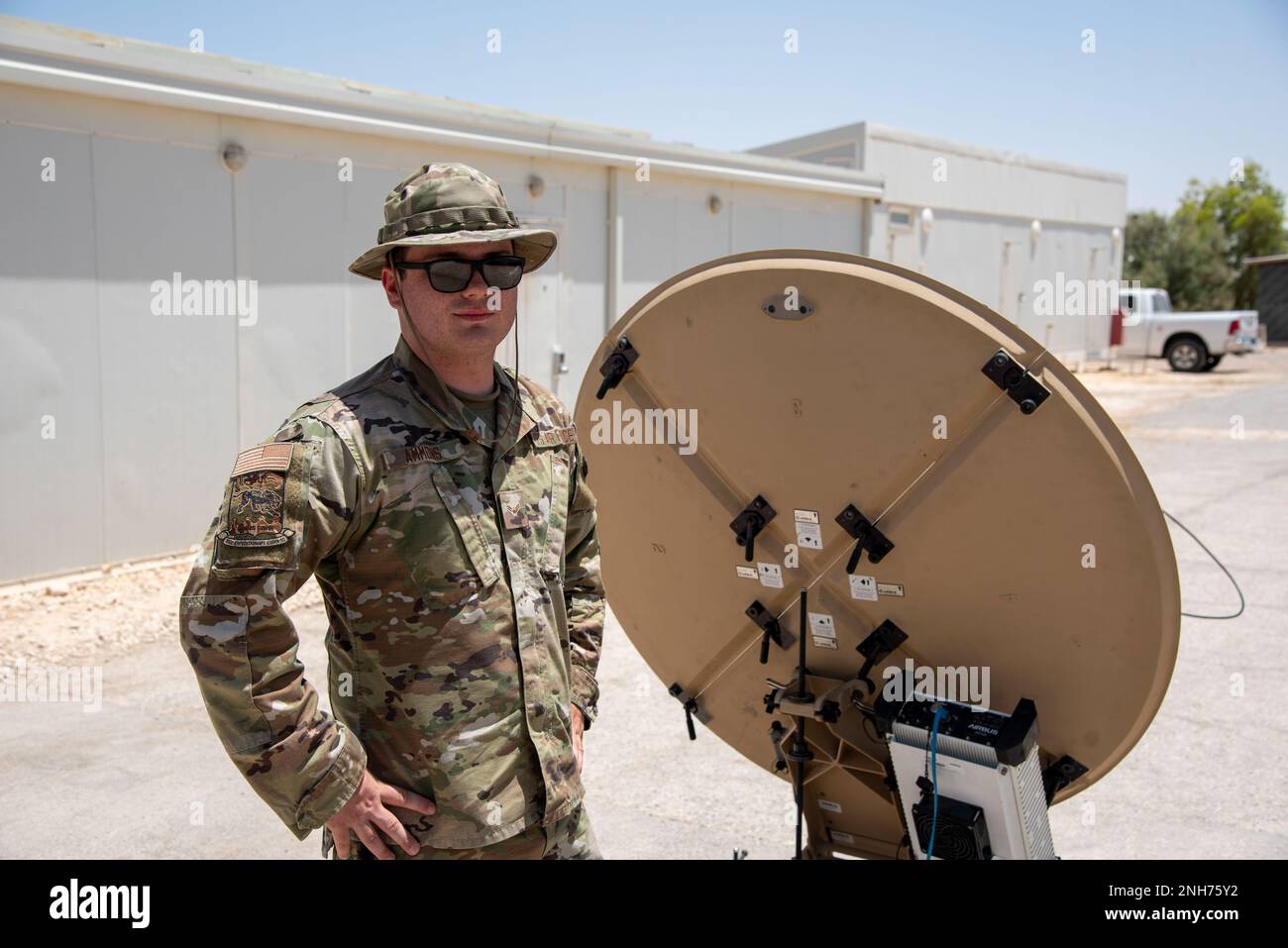 Airman 1st Class Nathan Ammons operates a Communications Fly Away Kit ...