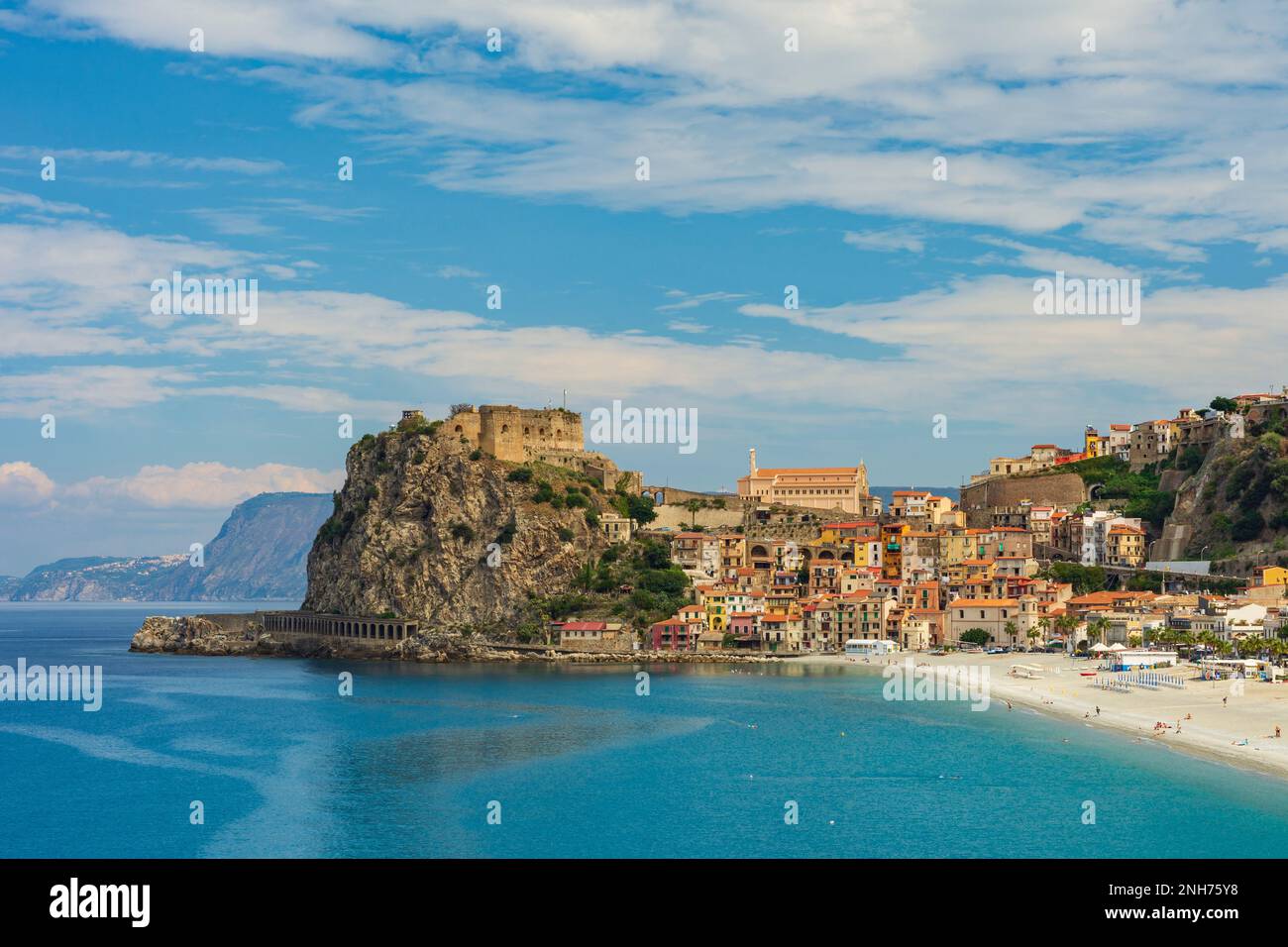 View of Ruffo castle and Scilla village perched on the promontory ...