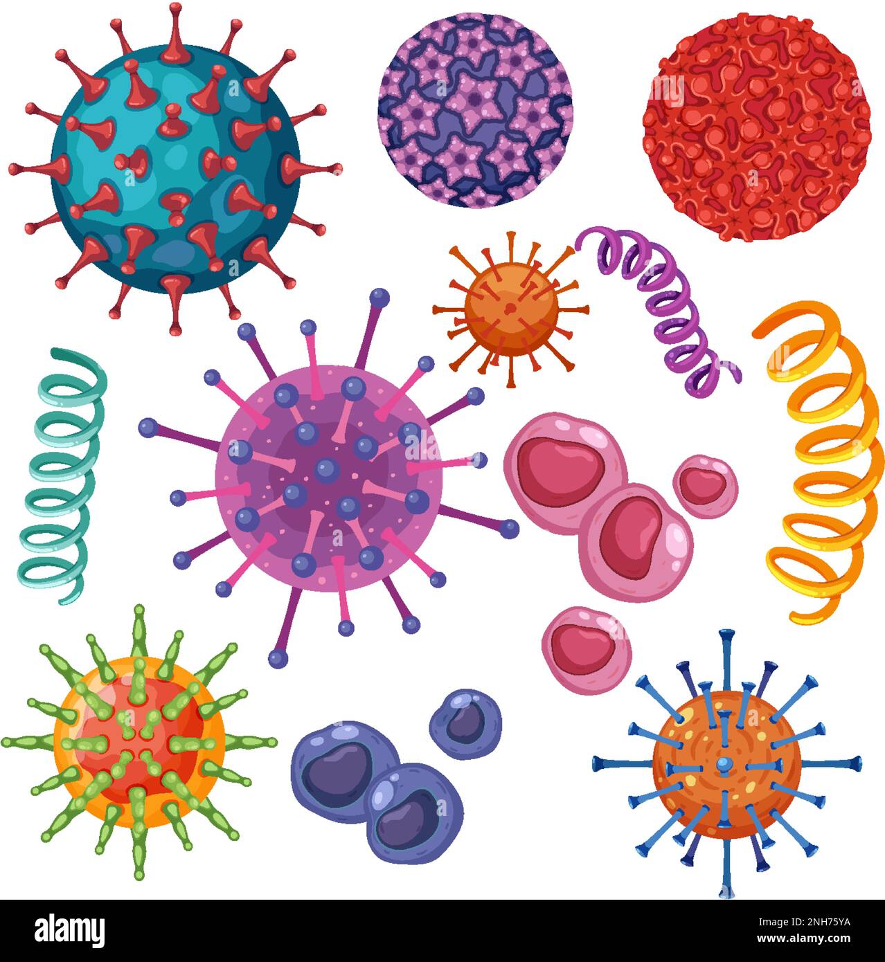 Set of virus and bacteria icons illustration Stock Vector Image & Art ...