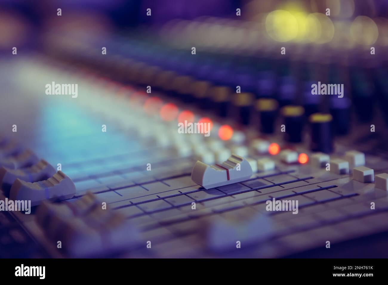 Master volume regulator on industrial sound mixer on stage ...