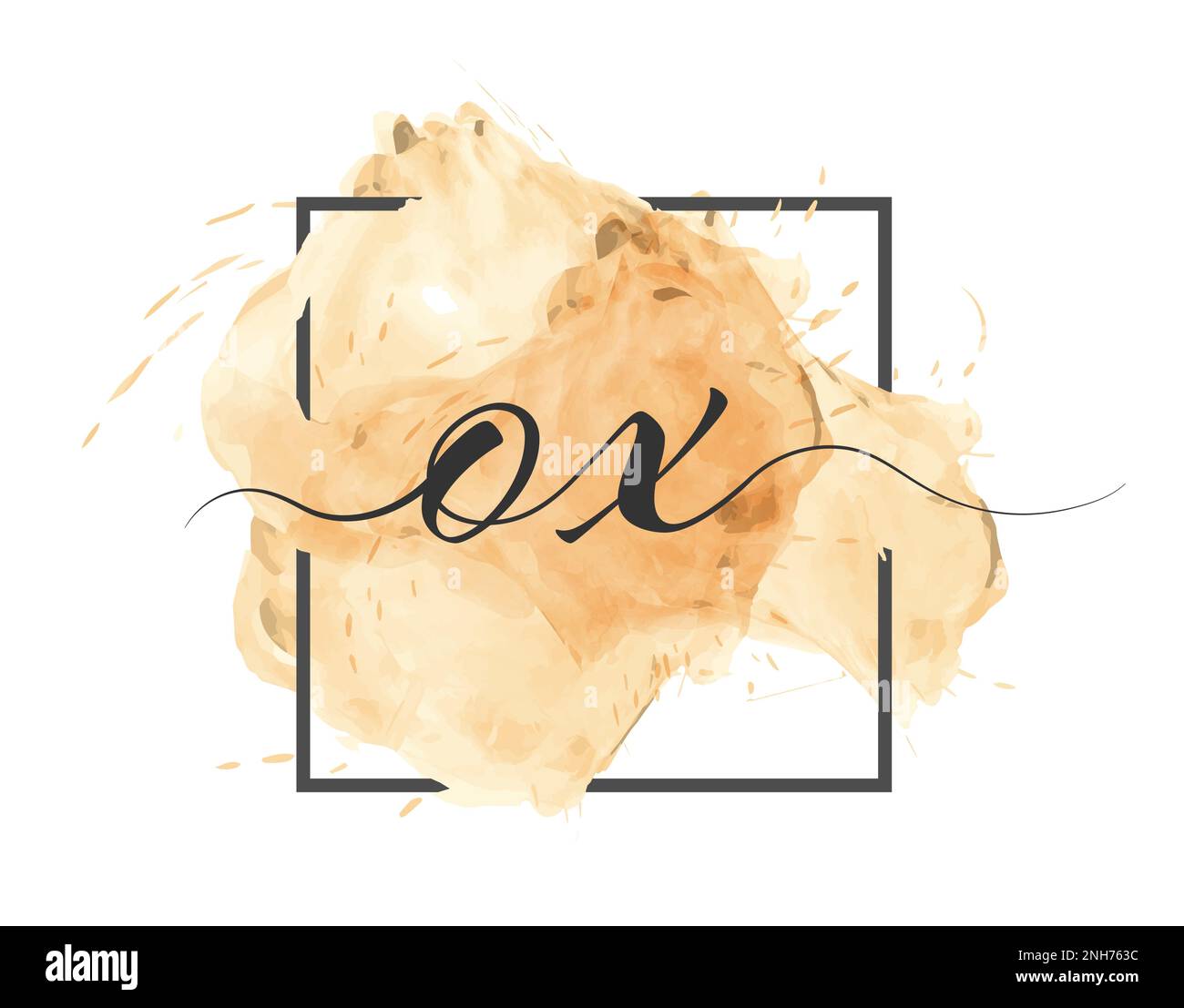 Calligraphic lowercase letters O and X are written in a solid line on a ...