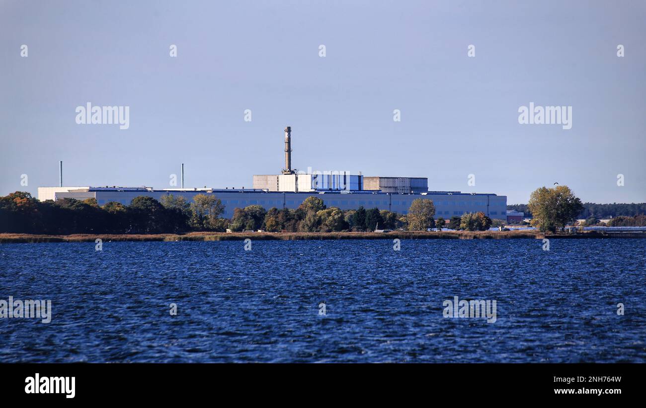 View on remains of the disused nuclear power plant at Lubmin in Germany ...