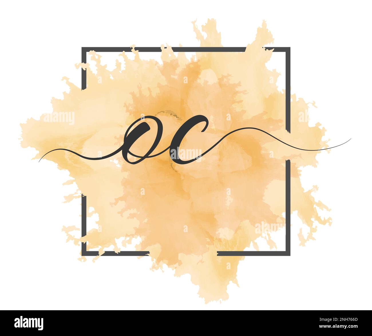 Calligraphic lowercase letters O and C are written in a solid line on a ...