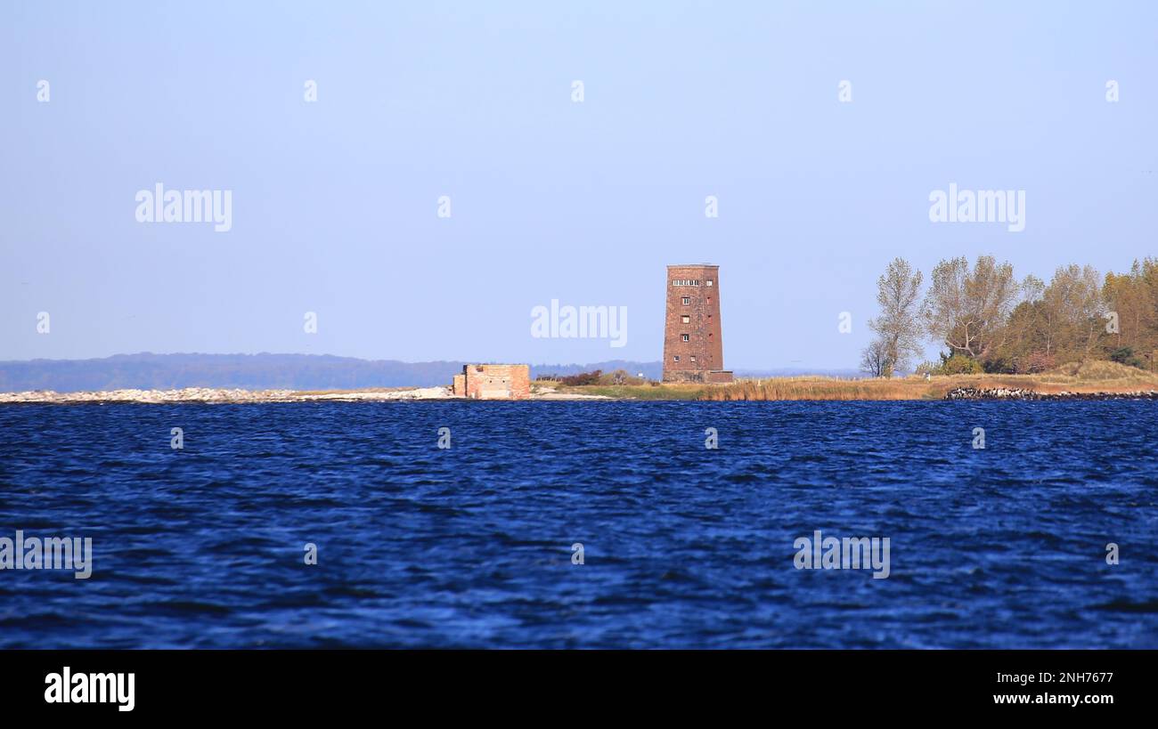 The small island Ruden in the Baltic Sea with a historic observation ...