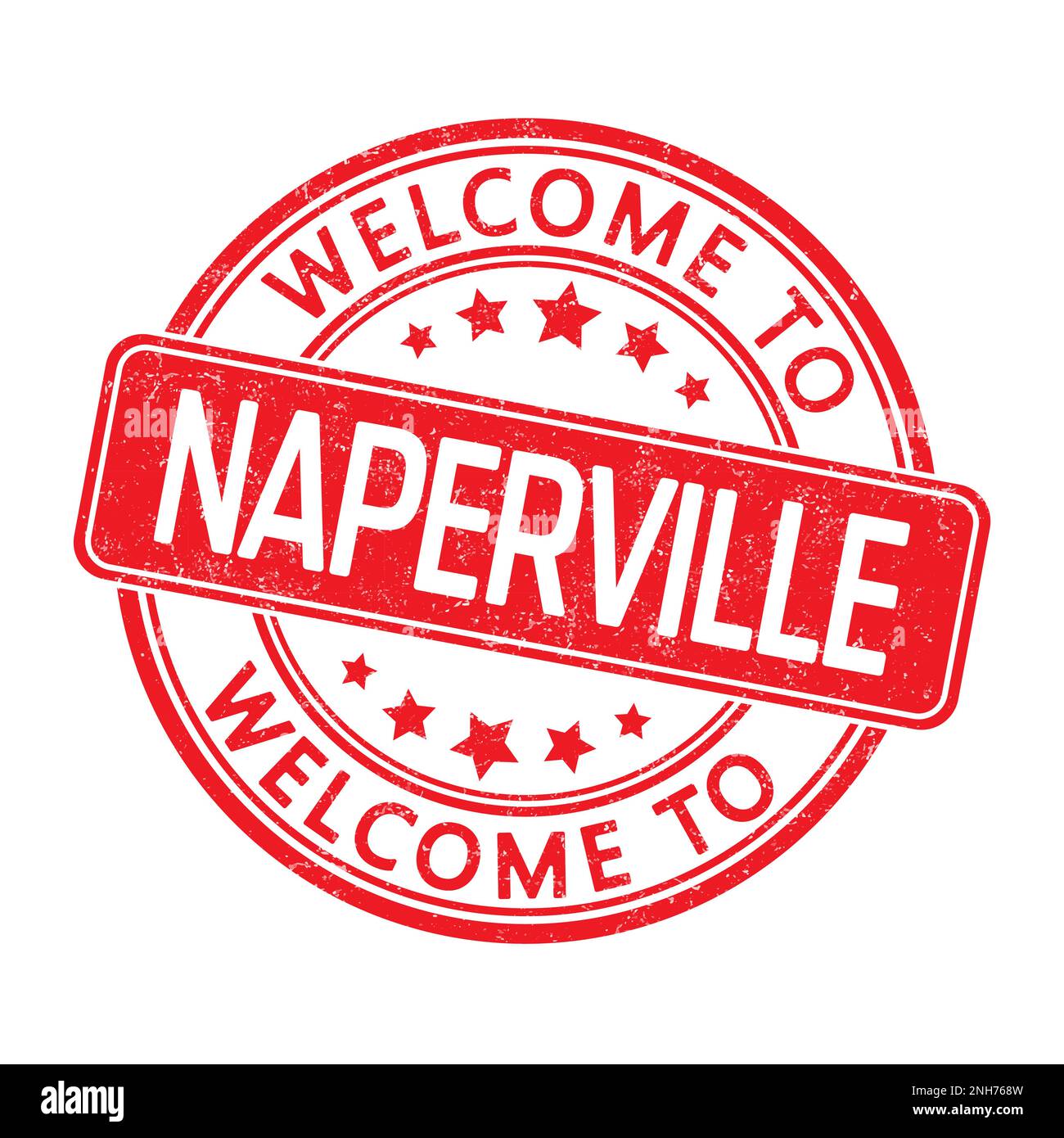Welcome to NAPERVILLE. Impression of a round stamp with a scuff. Flat ...