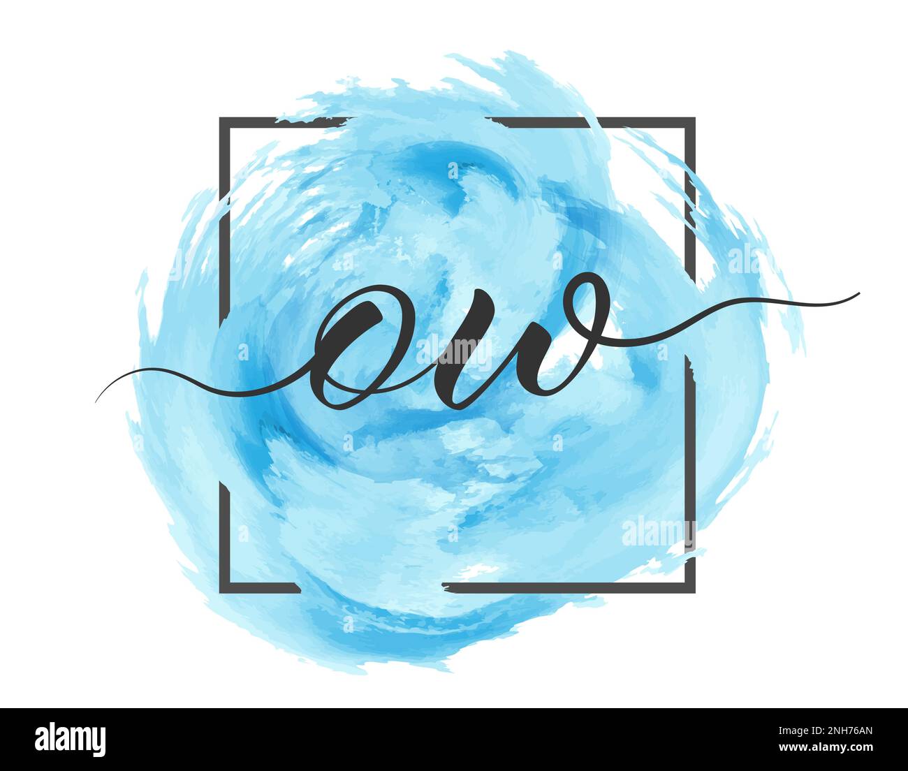 Calligraphic lowercase letters O and W are written in a solid line on a ...