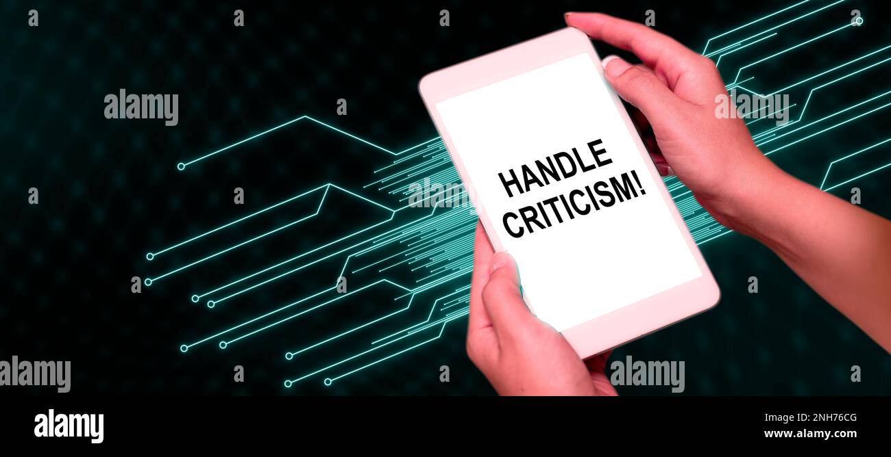 Conceptual caption Handle Criticism. Business overview process of ...